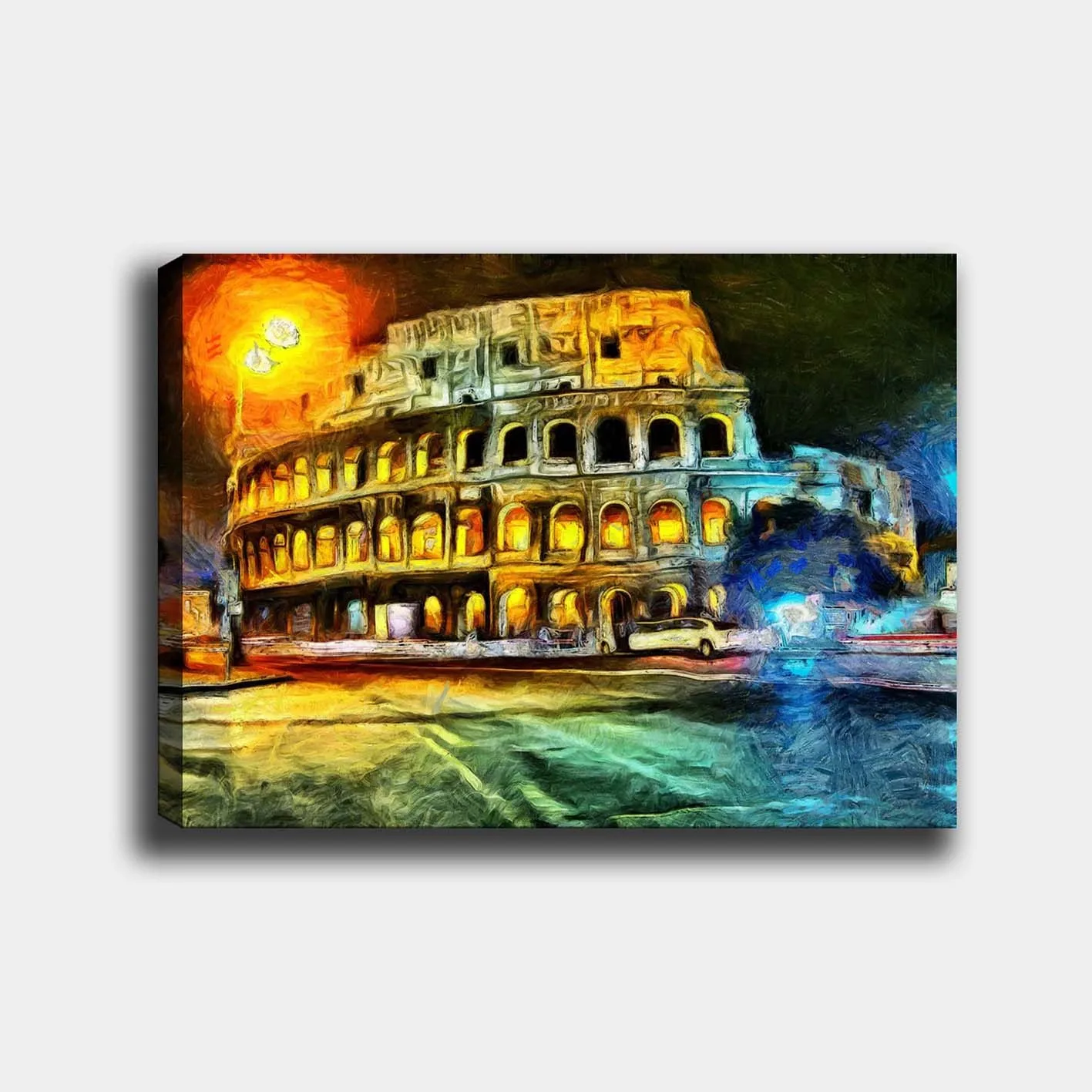 Lærred 70x100 cm - Farverig og impressionistisk skildring af Colosseum ...