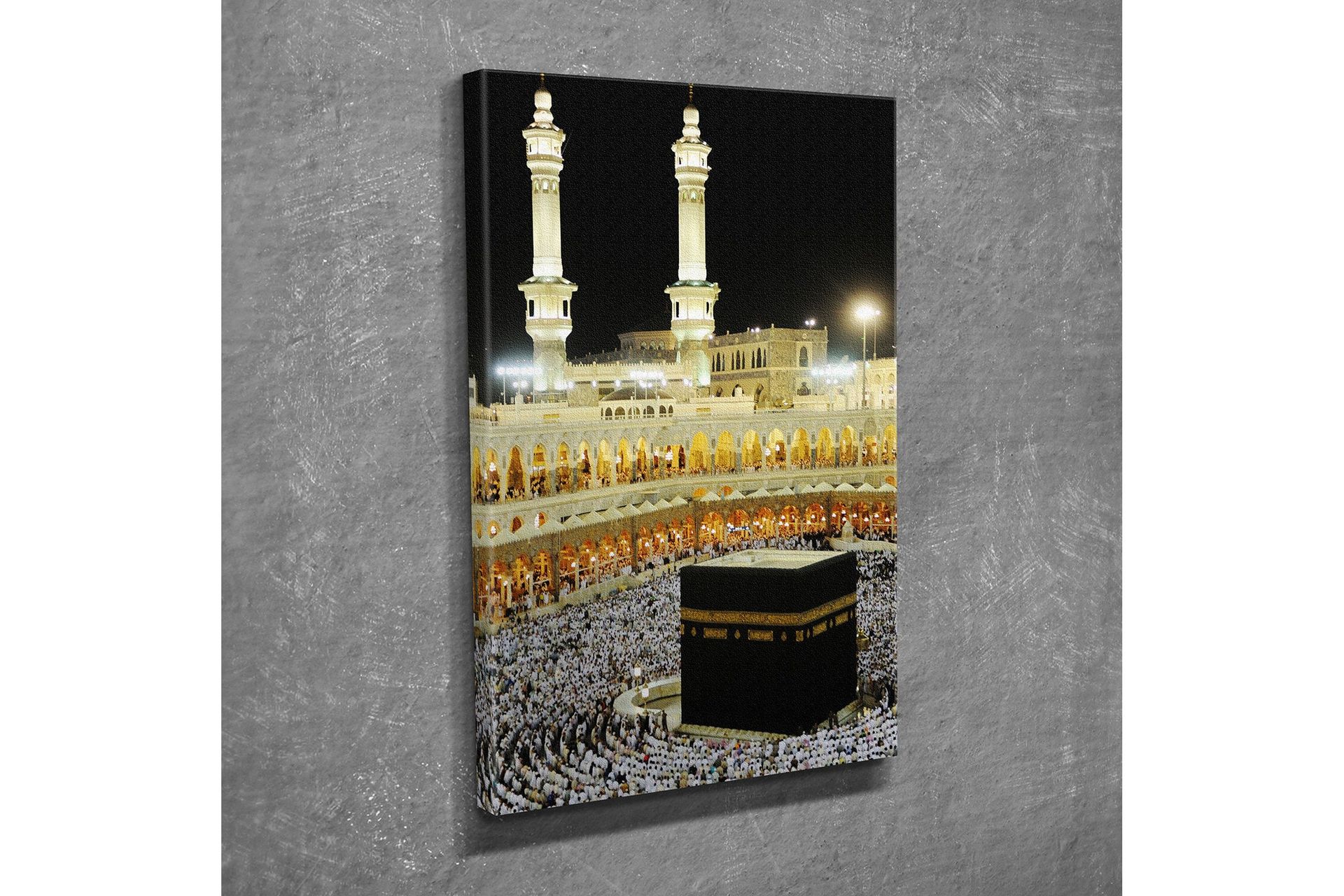 Lille lærredstryk 30x40 cm - Den hellige Kaaba i Mekka omgivet af ...