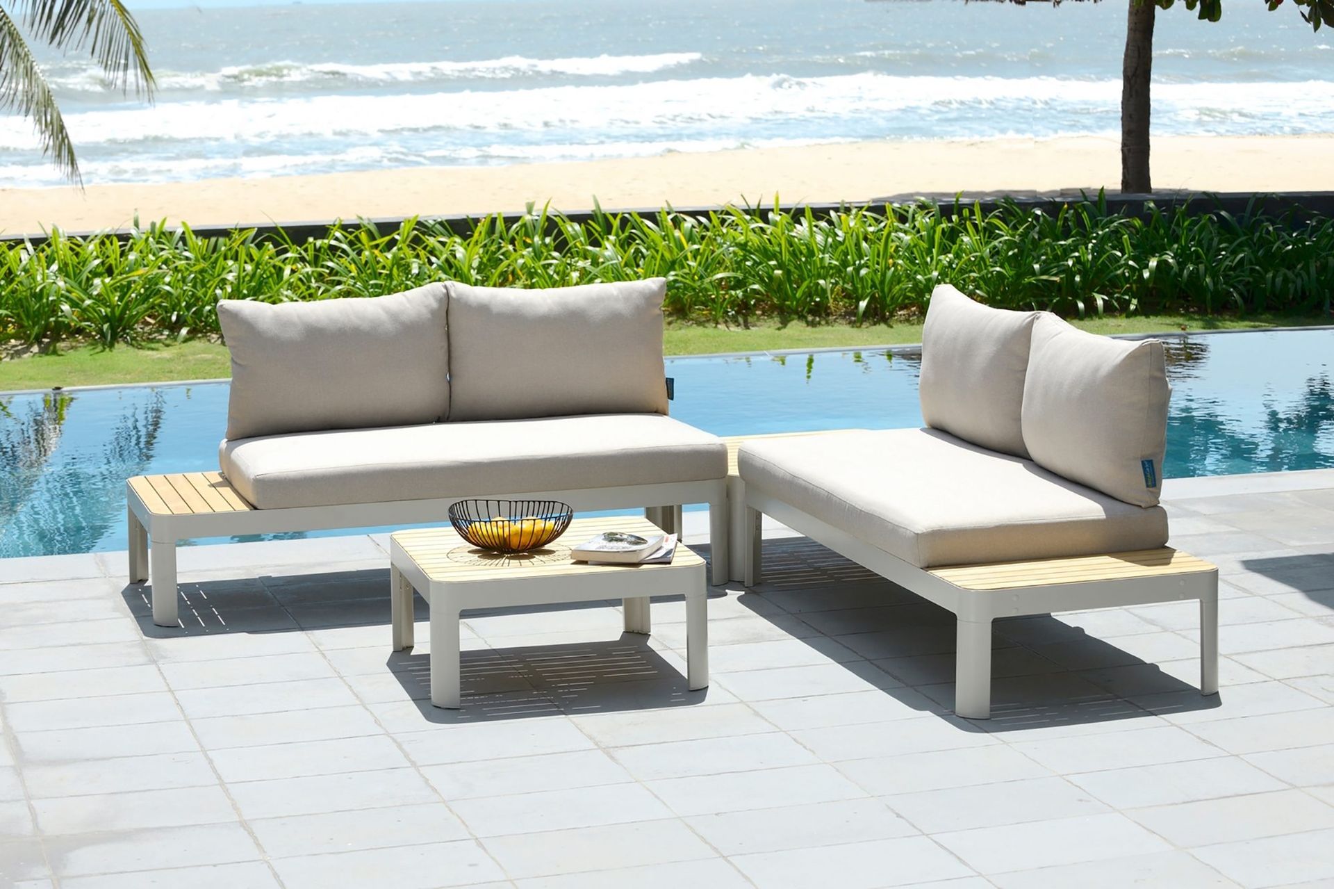 Lifestyle Garden Portals Loungesæt 4-pers Vit / teak - Have | Trademax