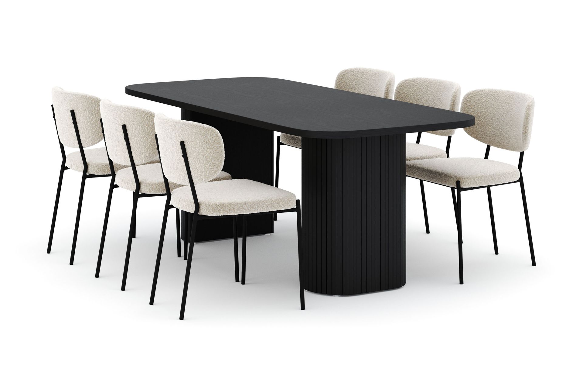 Bark Kopparbo Spisebord 200 cm med 6 Gemmiano Stole Sort - Møbler ...