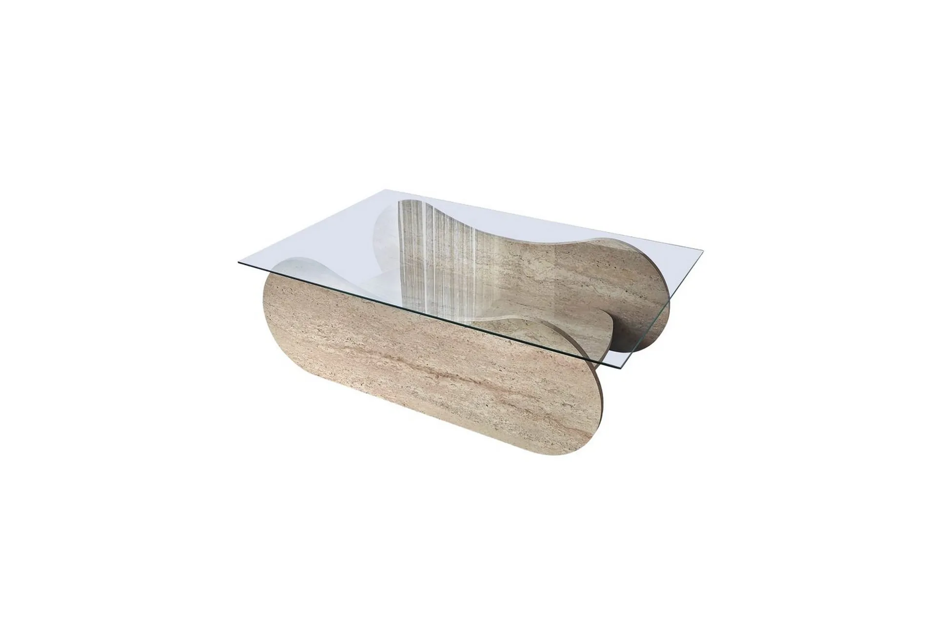 Sofabord Tevrin Travertin / Transparent Travertin / Transparent ...