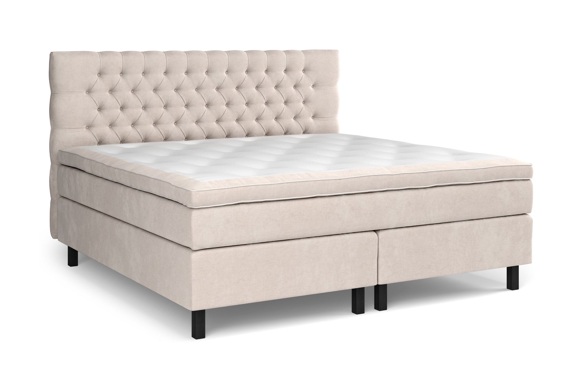 Drömvik Celine kontinentalseng 210x210cm Beige / velour - Møbler | Trademax