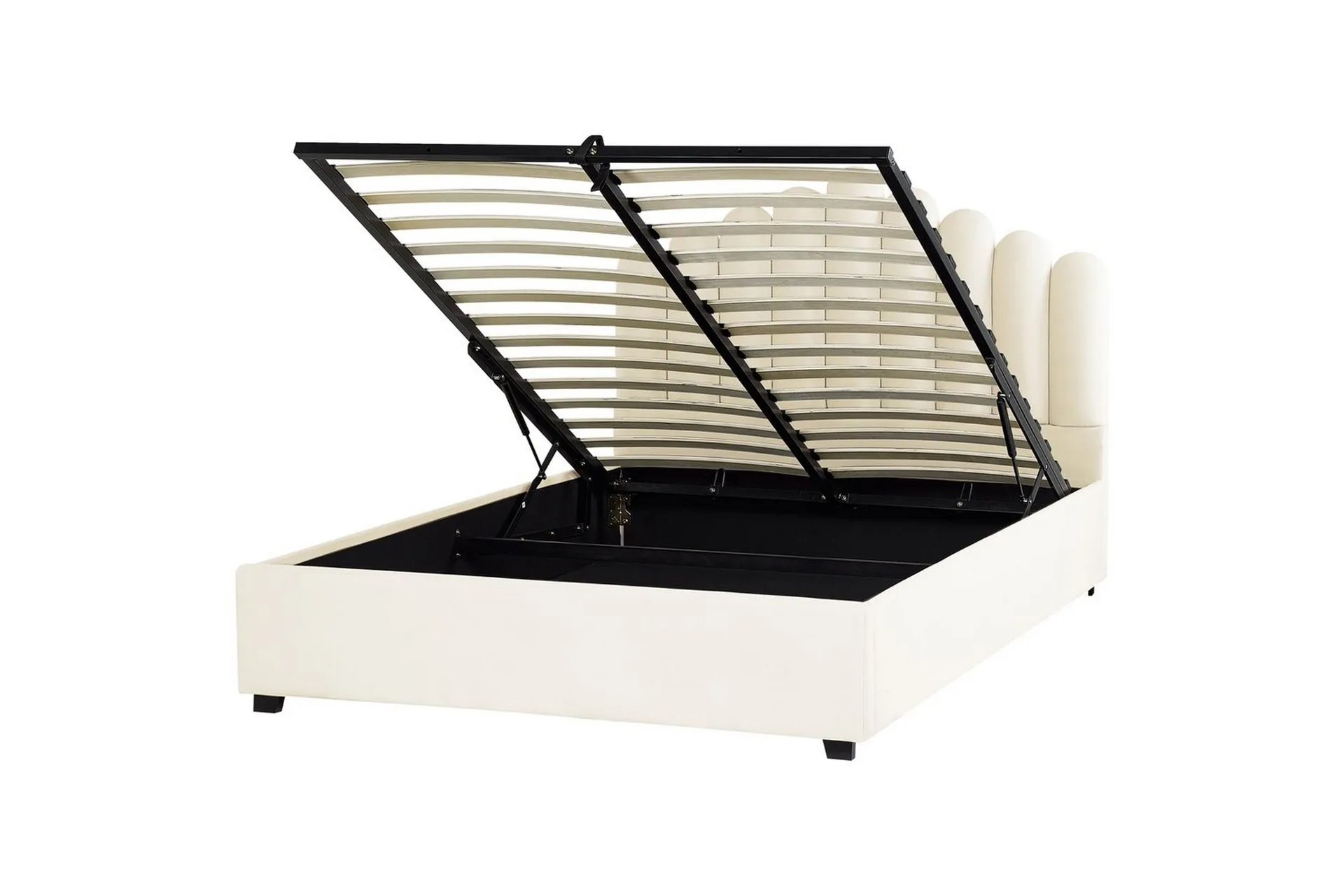 Seng med opbevaring Vincennes Hvid, Sort, 160x200 cm - Møbler | Trademax