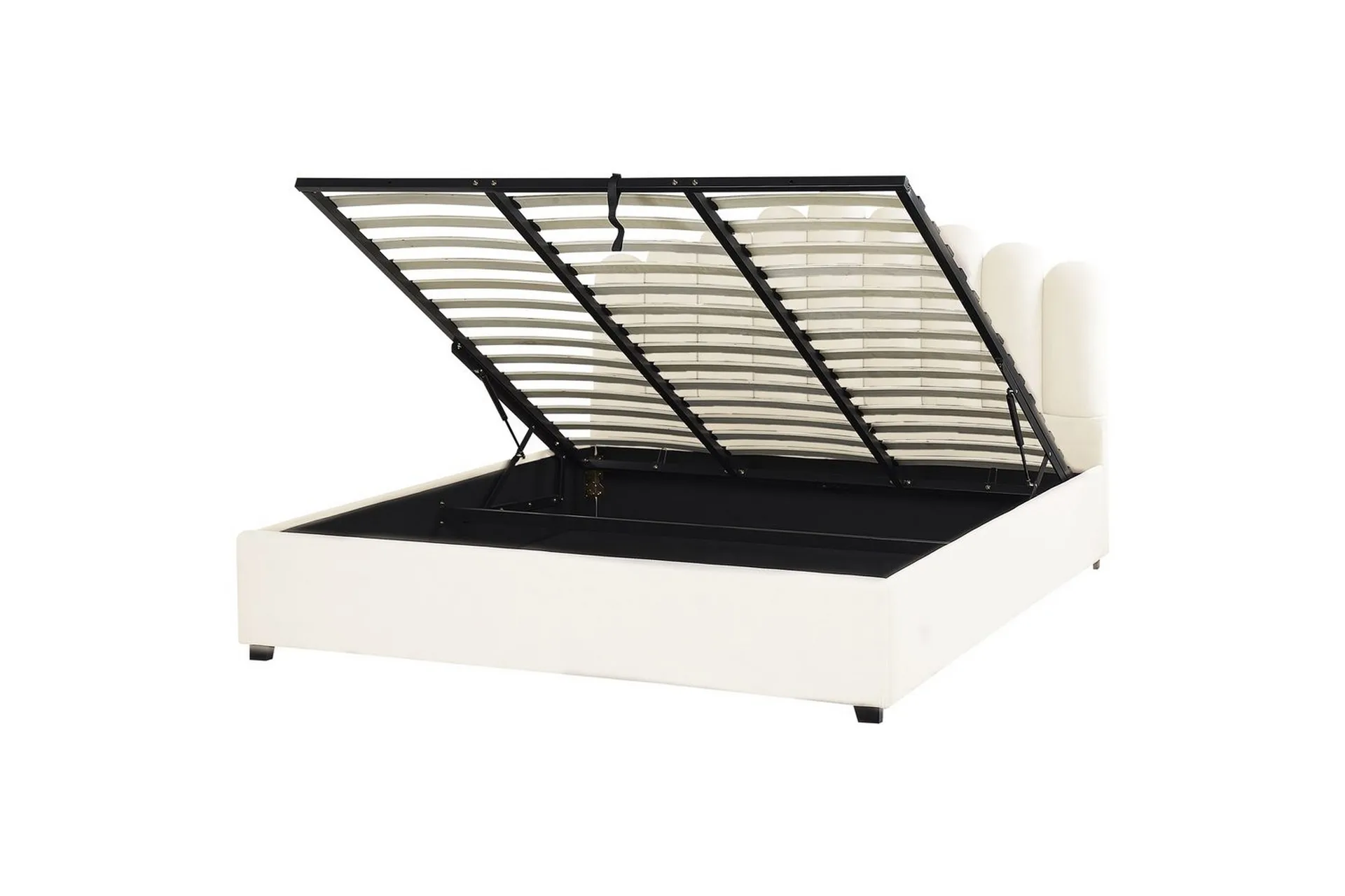 Seng med opbevaring Vincennes Hvid, Sort, 180x200 cm - Møbler | Trademax