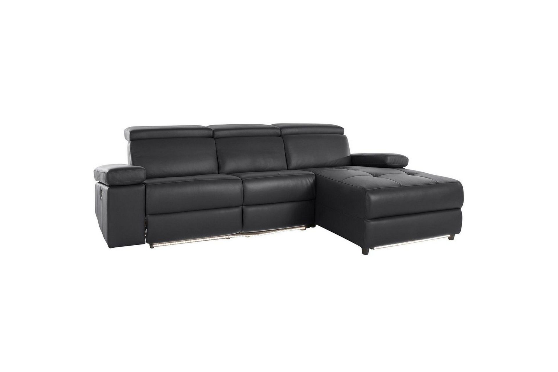 Loft24 Hjørnesofa 3-personers Rayland Sort, PU, Højre elektrisk ...