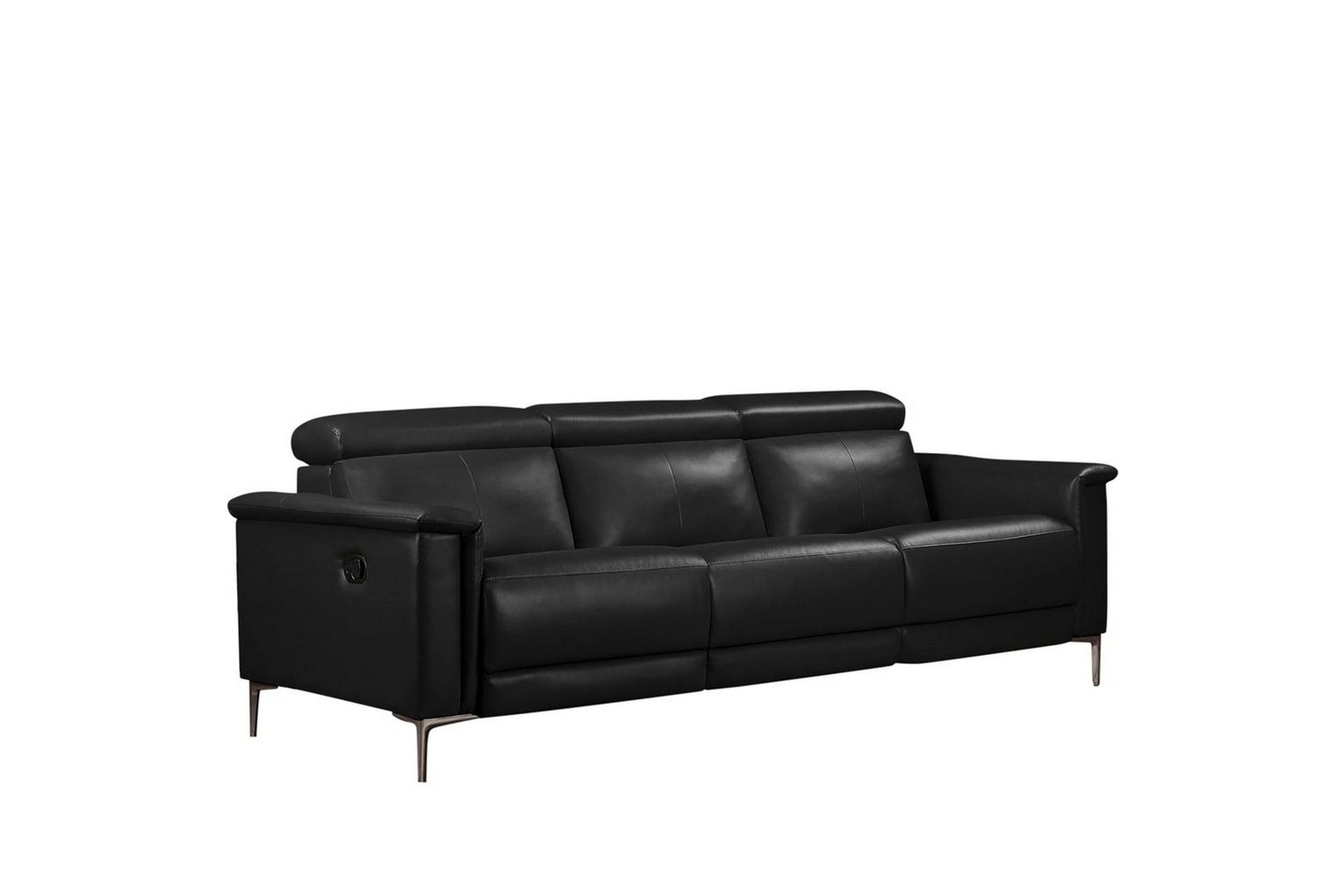 Loft24 Sofa 3-sæders Lund Sort, PU, Manuel liggestol Sort, PU, Manuel ...