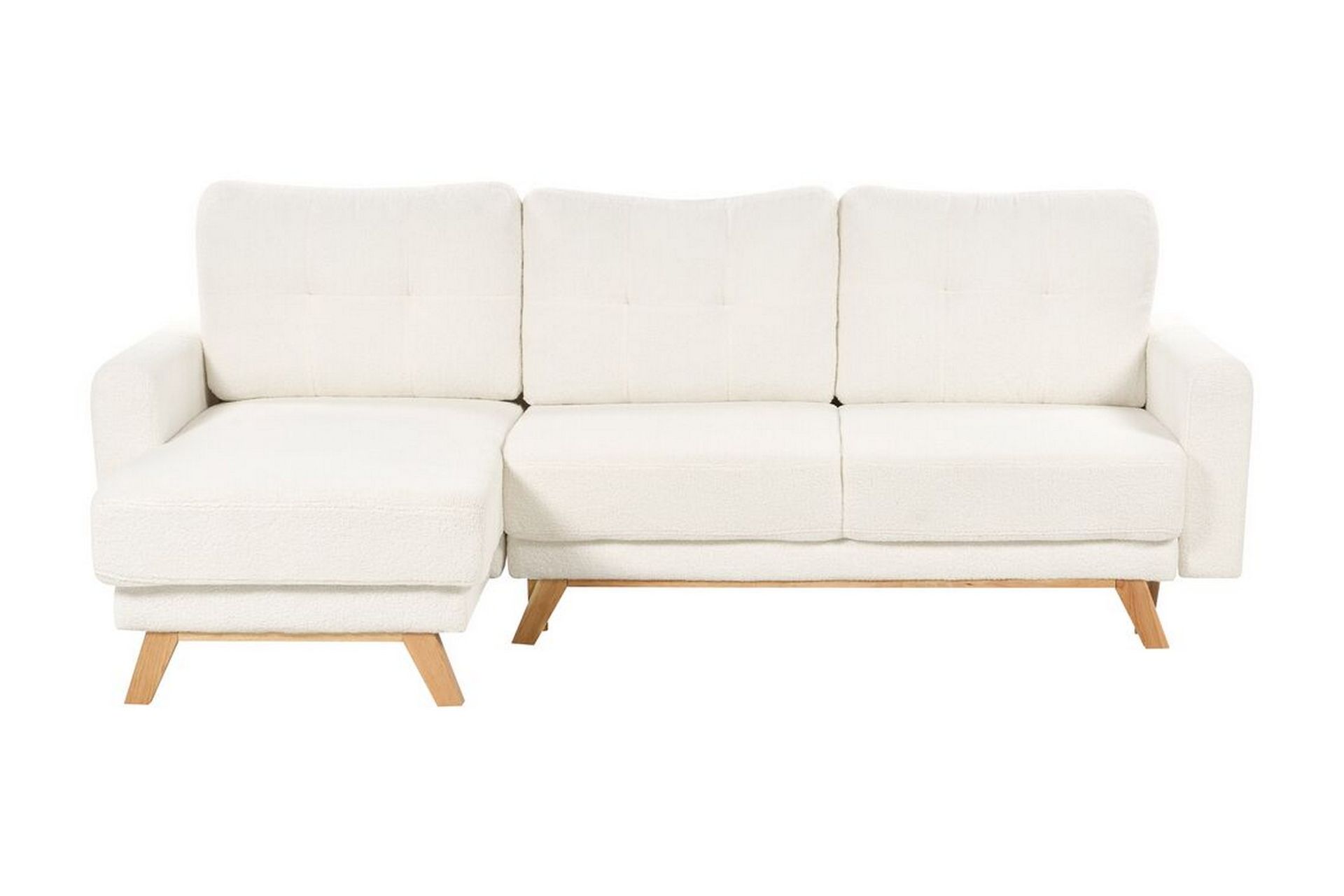 Faustin Hjørnesovesofa 3-personers Hvid/Lyst træ - Møbler | Trademax