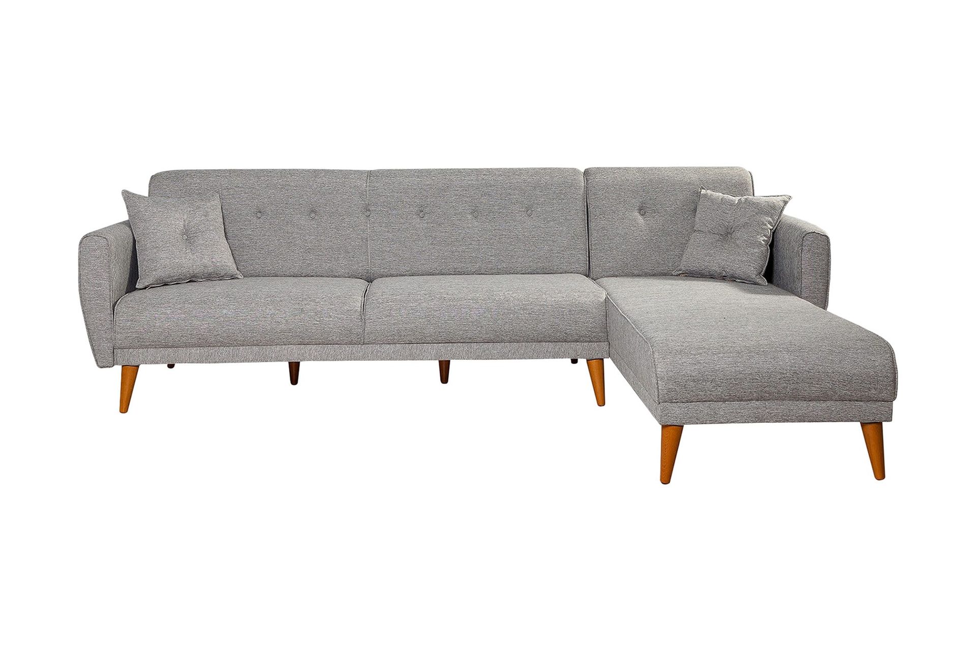 Gjoni sovesofa med divan højre Grå - Møbler | Trademax