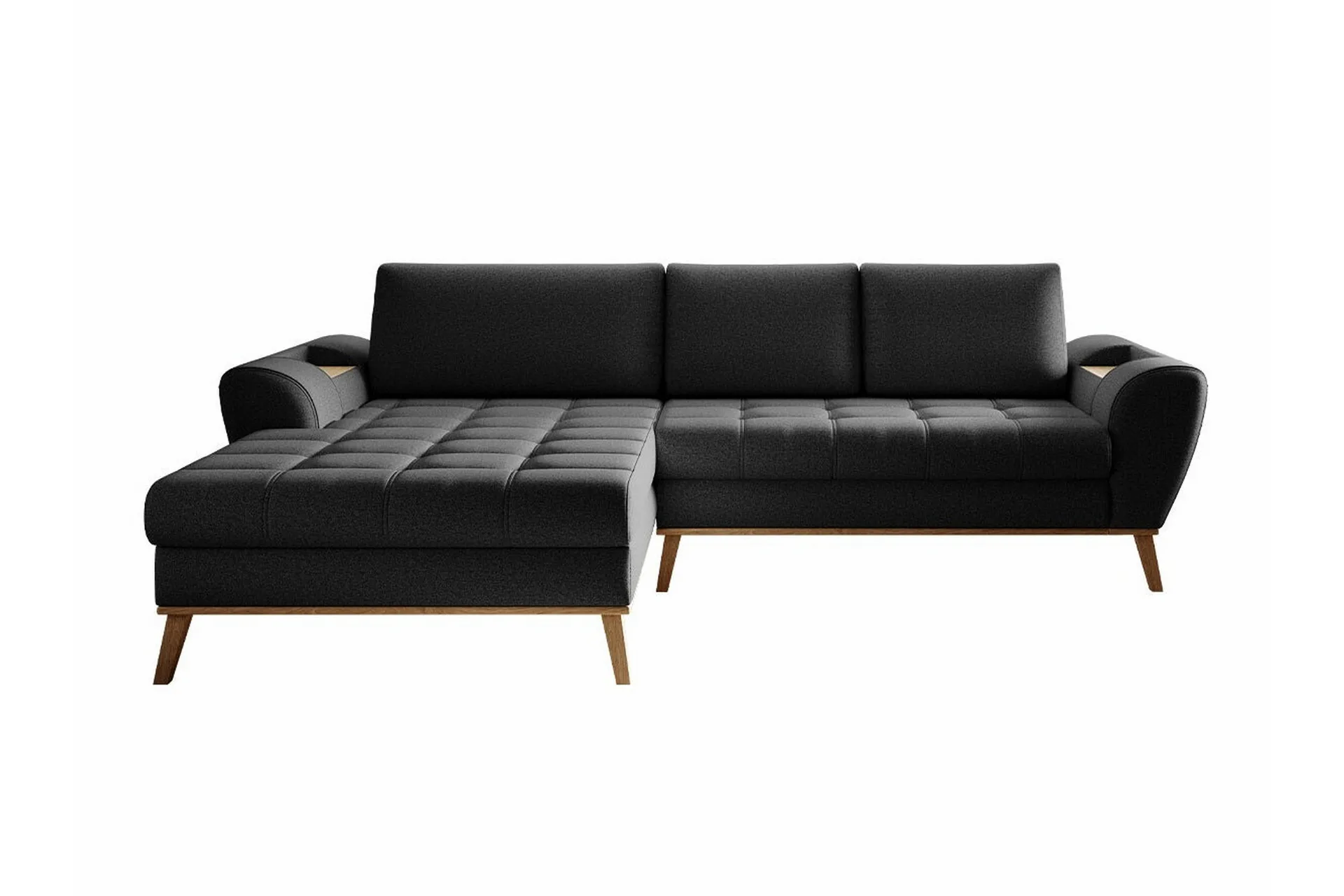 Rathkeale 3-personers Hjørnesofa Sort/træ - Møbler | Trademax