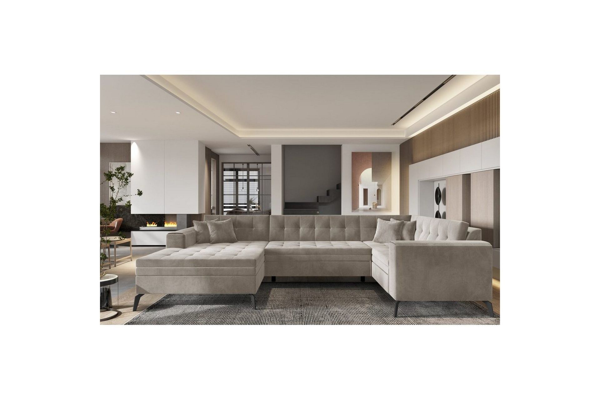 Sofa med chaiselong Eltap Montez 340x180x93 cm Sola 18, Beige, Venstre ...