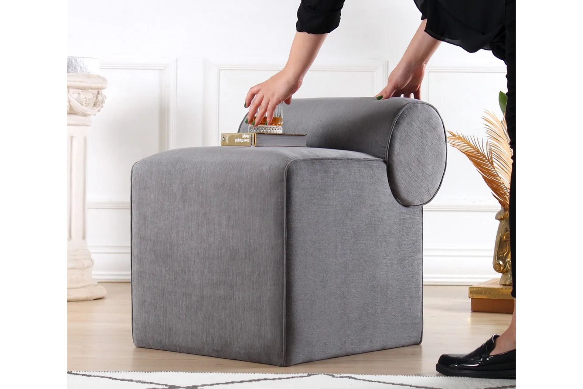 Linburg Puf 45 cm Grå - Møbler | Trademax