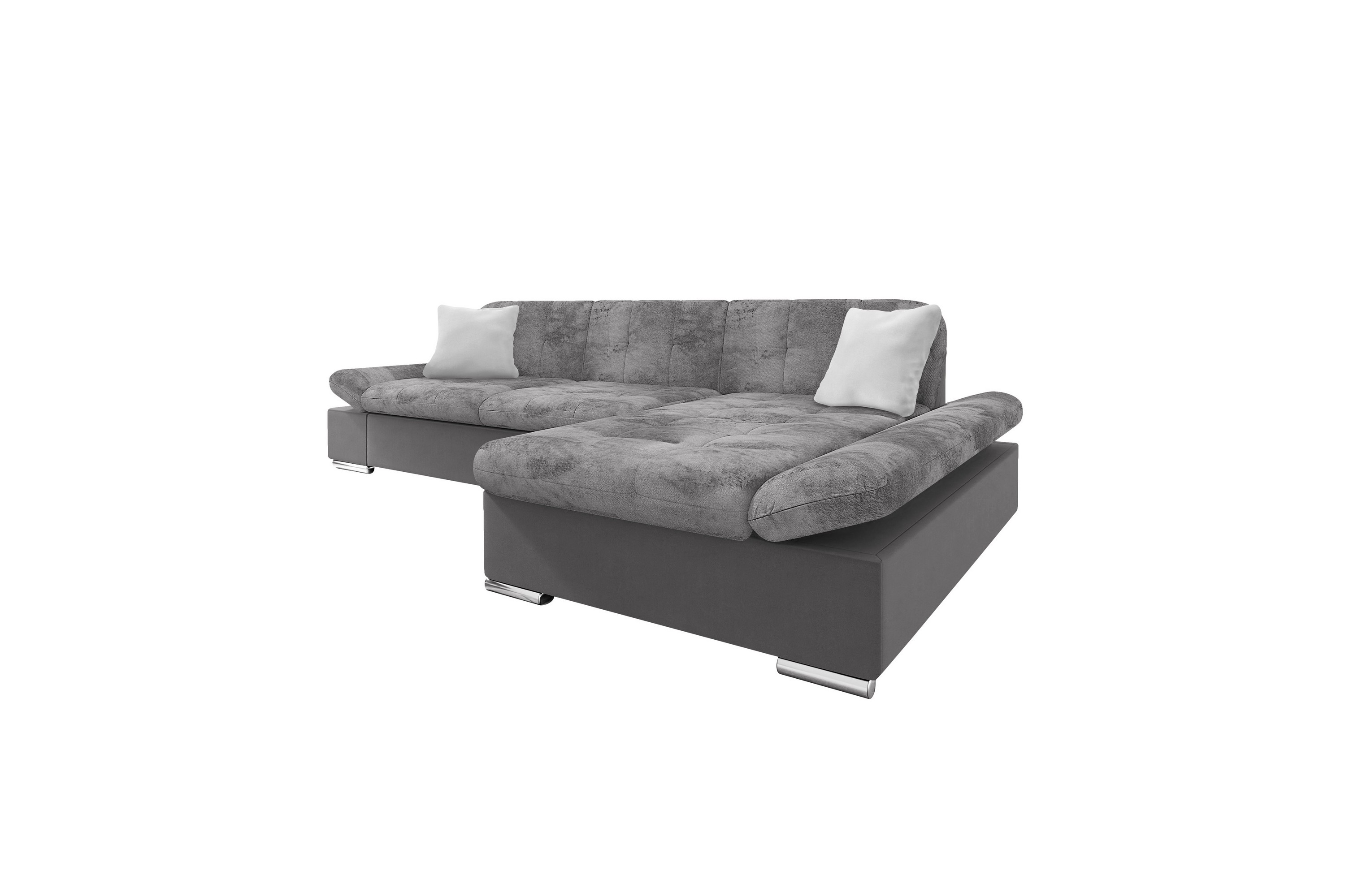 Vananda Sofa med Chaiselong 3-personers i Fløjl Mørkegrå / Lysegrå - Møbler | Trademax